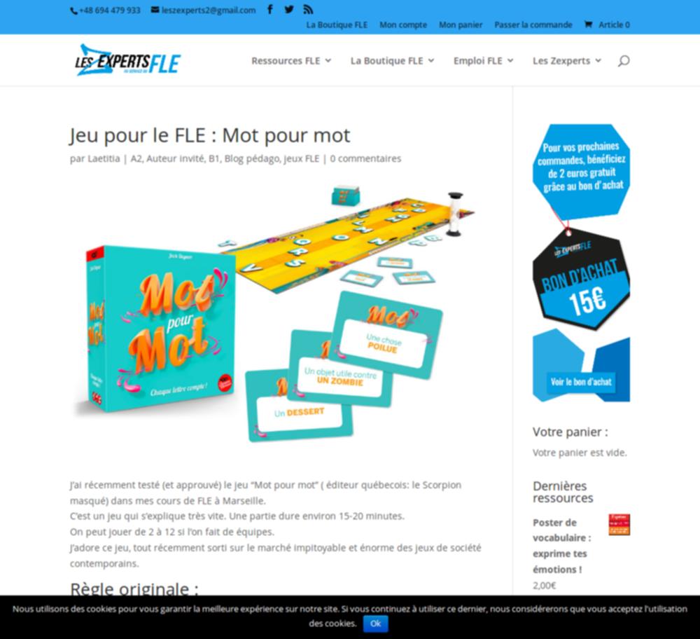 Le moteur du FLE sur le thème : jeux FLE