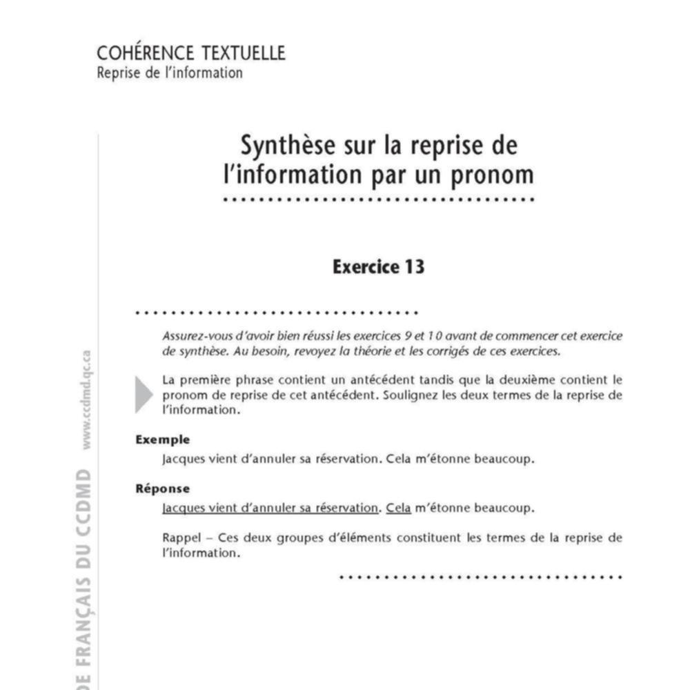 Le moteur du FLE sur le thème : Reprise De L'Information