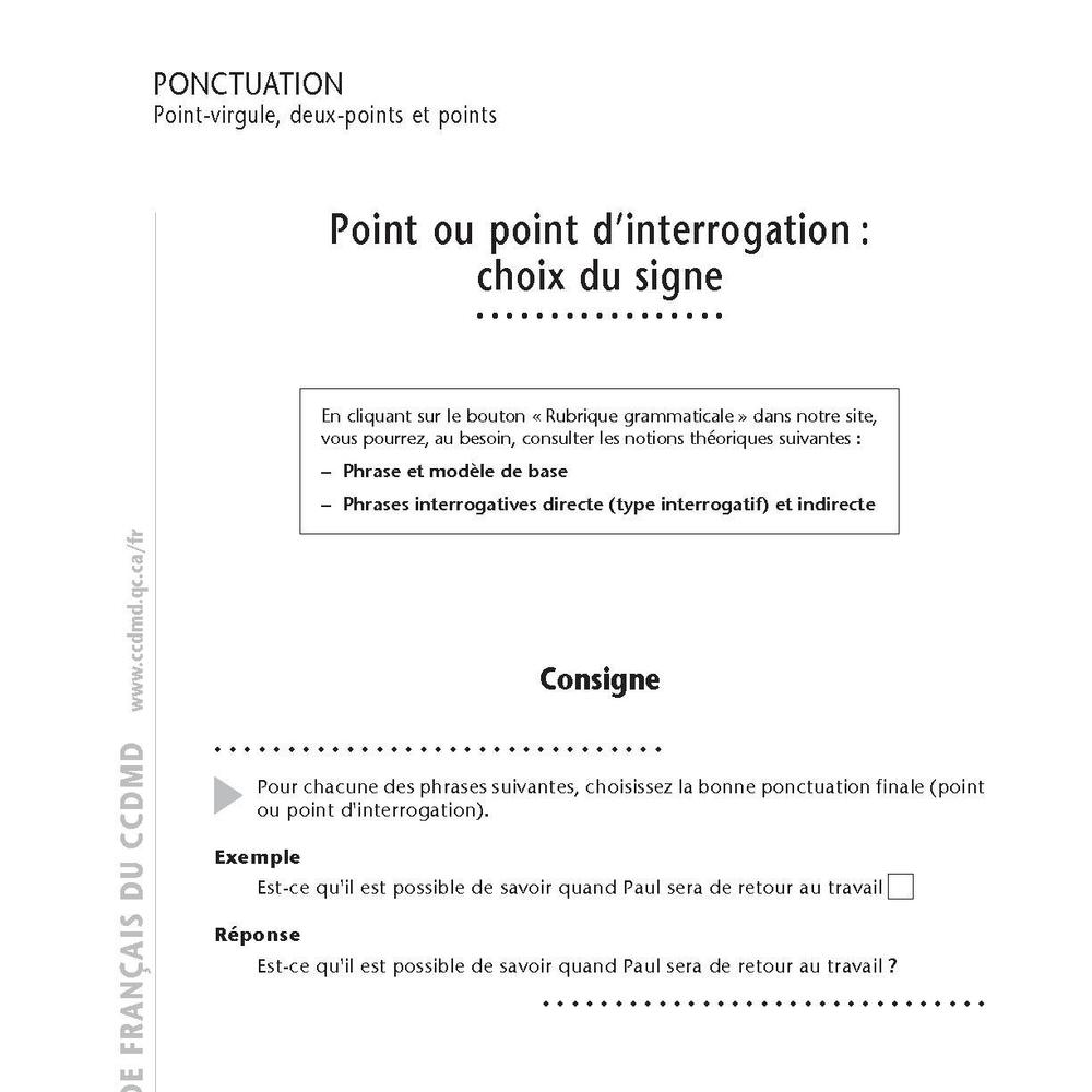 Le moteur du FLE sur le thème : Ponctuation